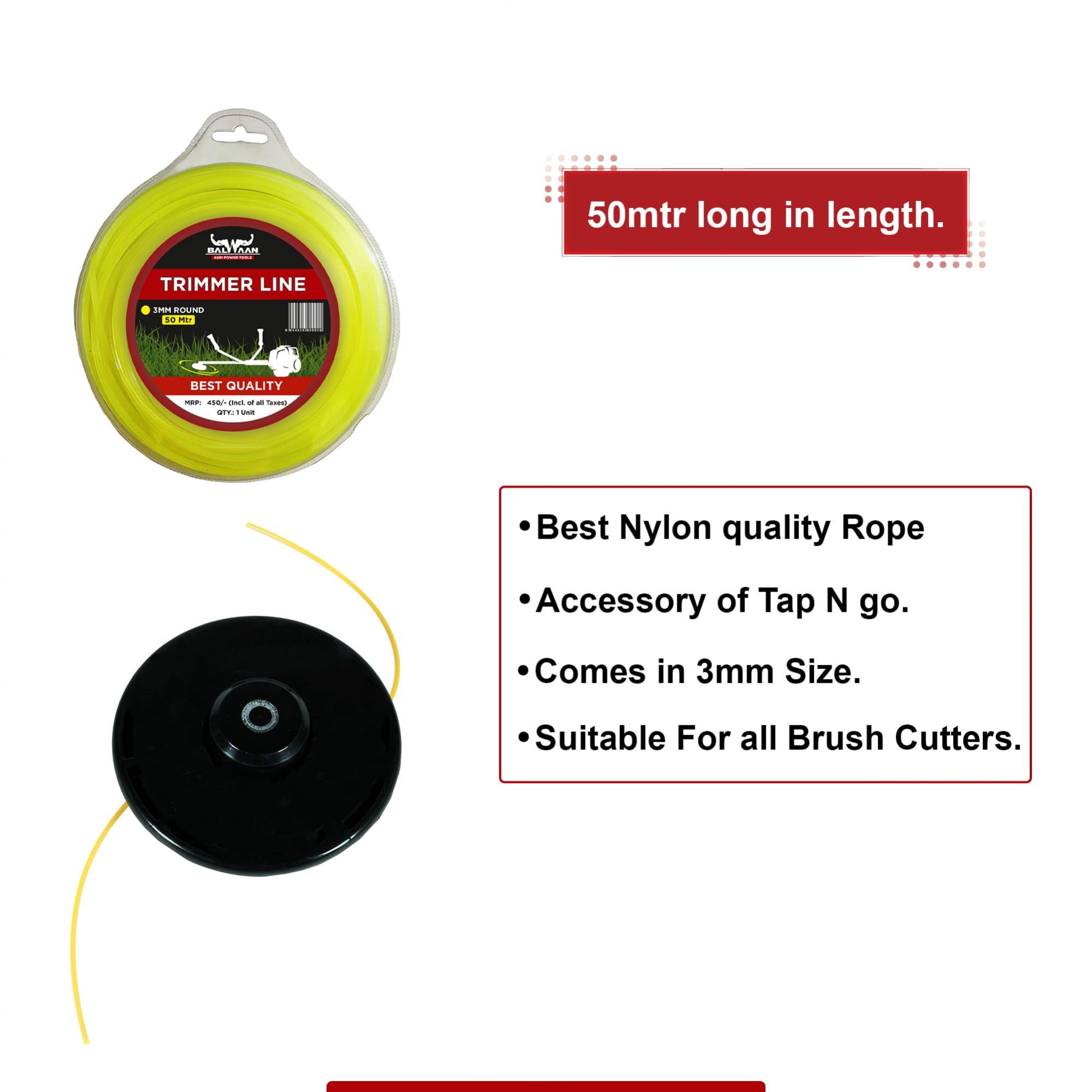 Nylon Rope 3mm 50 Meter - Round | Balwaan Agri Power Tools